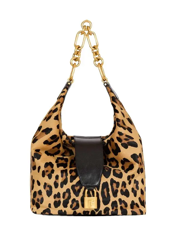 Balmain Sync Hobo Leopard Print Bag - Brown