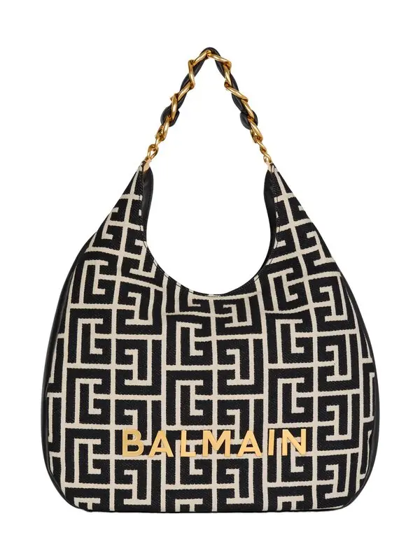 Balmain 1945 Soft Hobo Large Tote Bag - Black