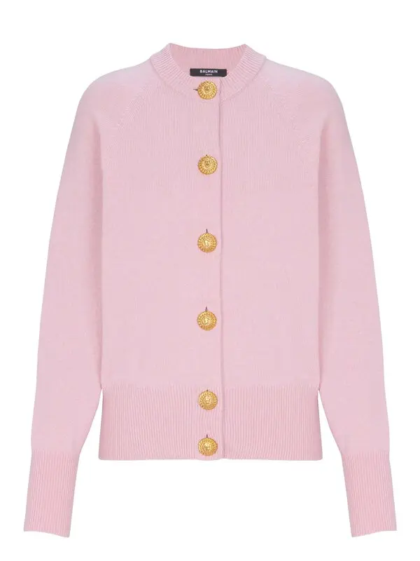 Balmain Buttoned Eco-cashmere Cardigan - Pink
