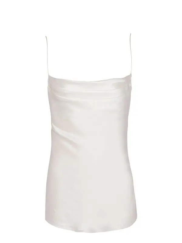 Balmain Draped Satin Top - White