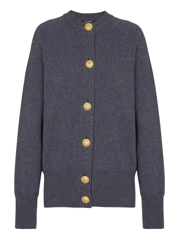 Balmain Buttoned Eco-cashmere Cardigan - Grey