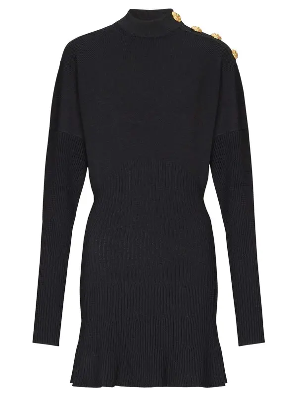 Balmain Short Flared Knit Dress - Black