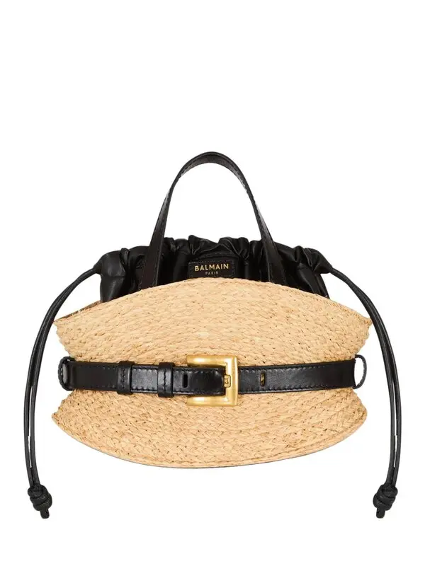 Balmain Shuffle Mini Raffia Bag - Brown