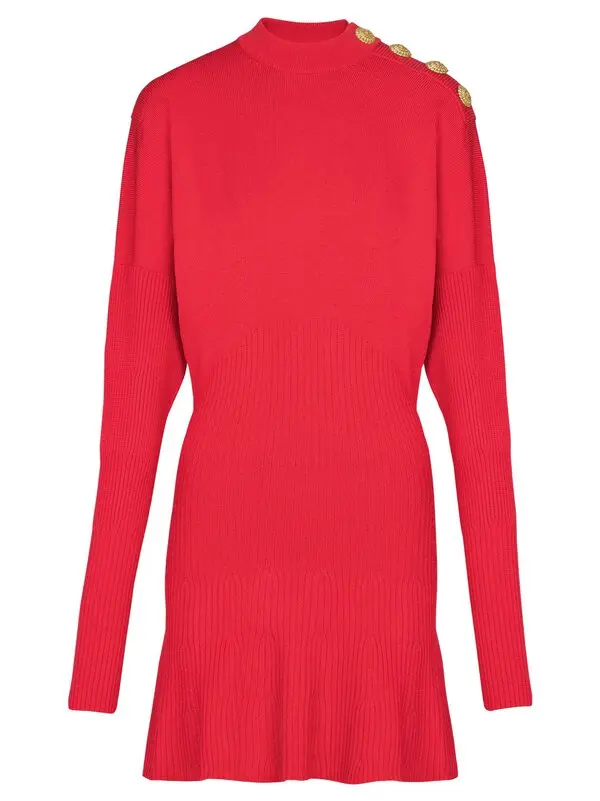 Balmain Short Flared Knit Dress - Pink