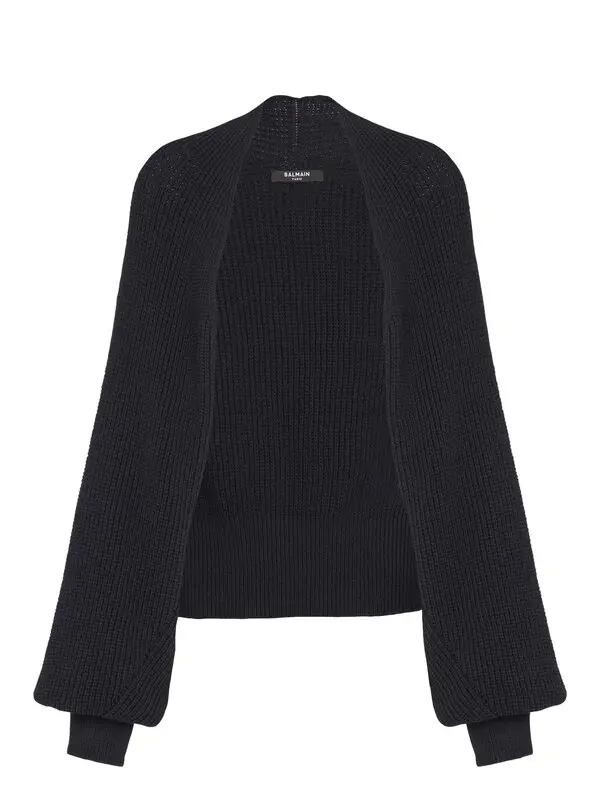 Balmain Ribbed Knit Bolero Cardigan - Black