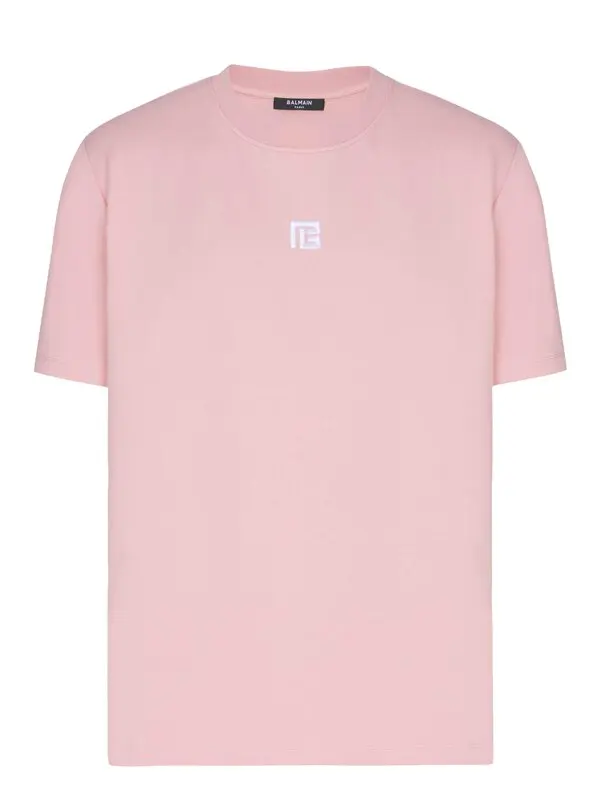 Balmain T-shirt With Embroidered Logo - Pink