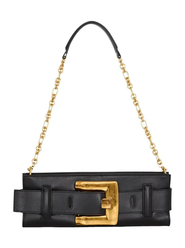 Balmain Anthem Calfskin Leather Clutch - Black