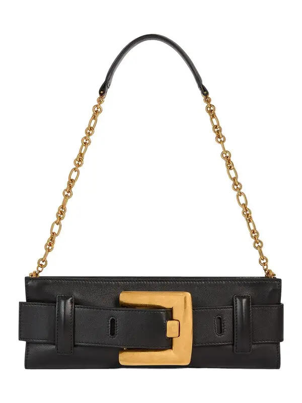 Balmain Anthem Calfskin Leather Clutch - Black