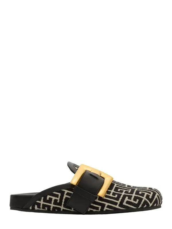 Balmain Anthem Jacquard Mules - Black