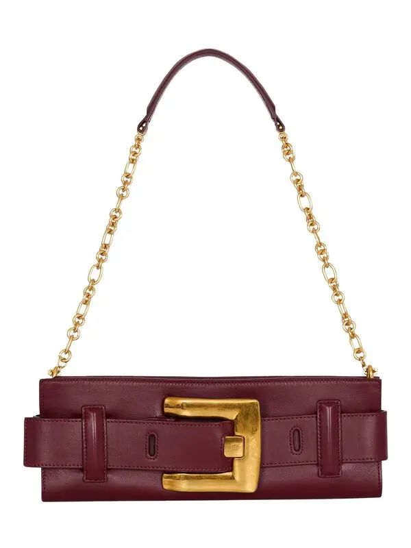 Balmain Anthem Calfskin Leather Clutch - Brown