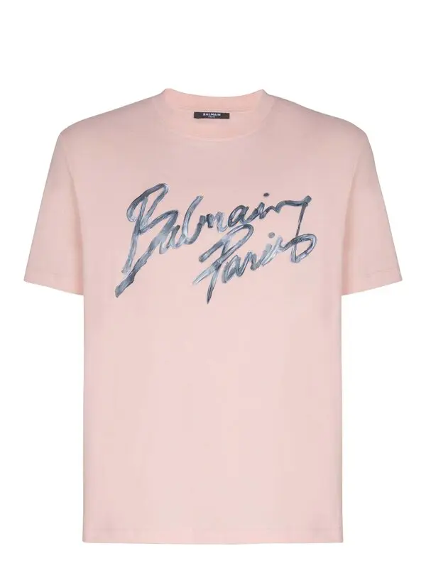 Balmain Printed Cotton T-shirt - Pink