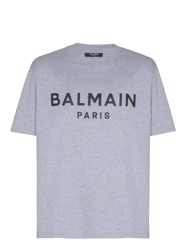 Balmain Printed Cotton T-shirt - Grey