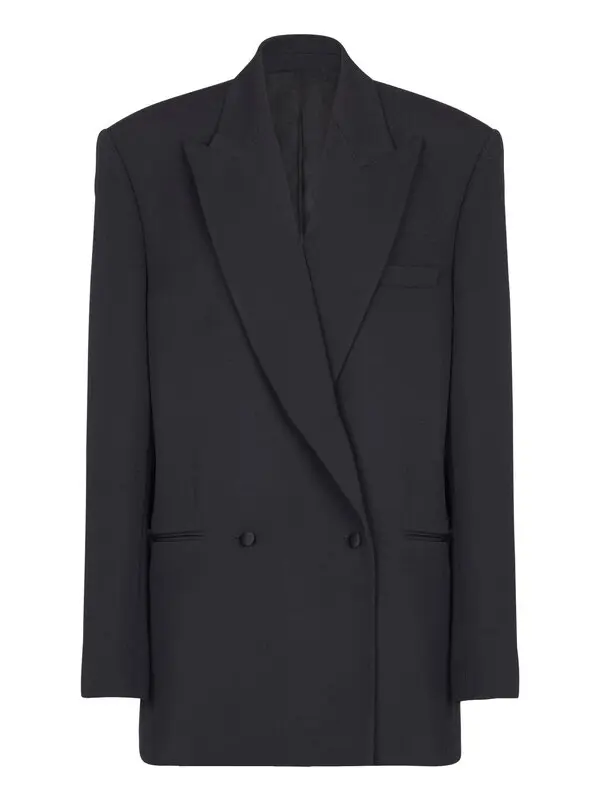 Balmain Oversized Grain De Poudre Jacket - Black