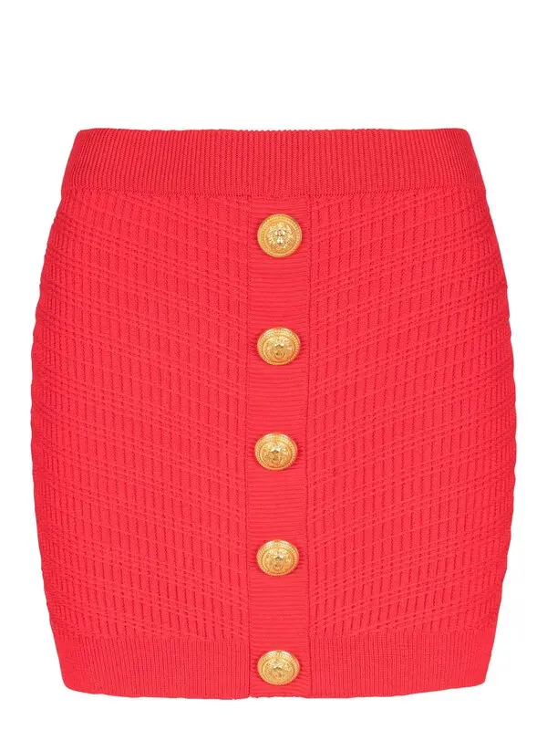 Balmain Buttoned Knit Mini Skirt - Red