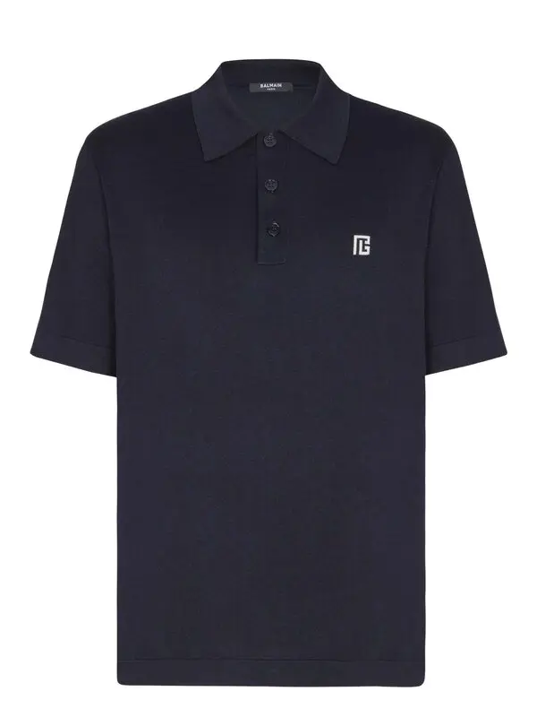 Balmain Embroidered Cotton Polo - Navy