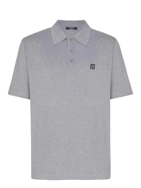 Balmain Embroidered Cotton Polo - Grey