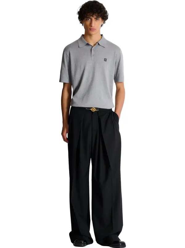 Balmain Embroidered Cotton Polo - Grey