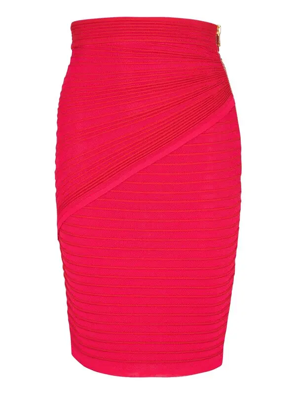 Balmain Flechage Knit Knee-length Skirt - Pink