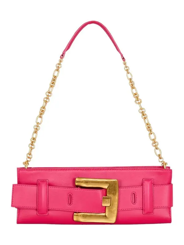 Balmain Anthem Calfskin Leather Clutch - Pink