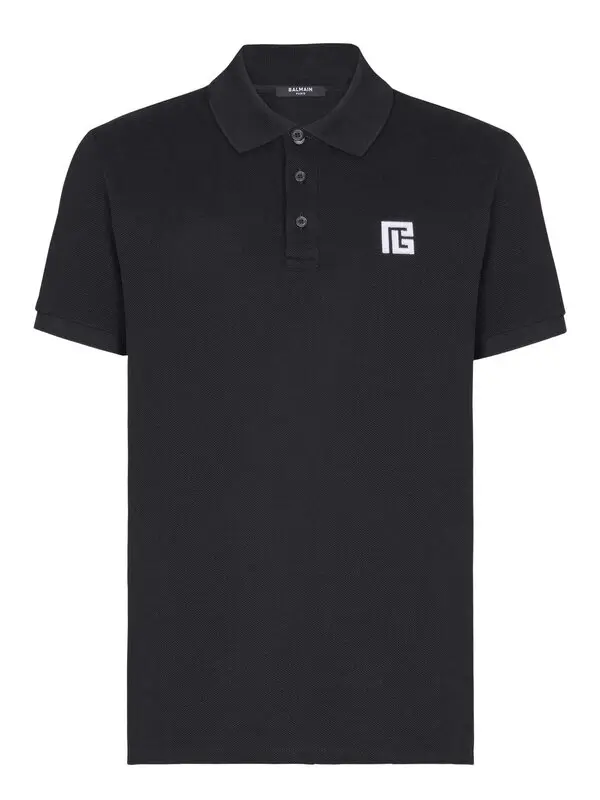 Balmain Embroidered Cotton Polo - Black