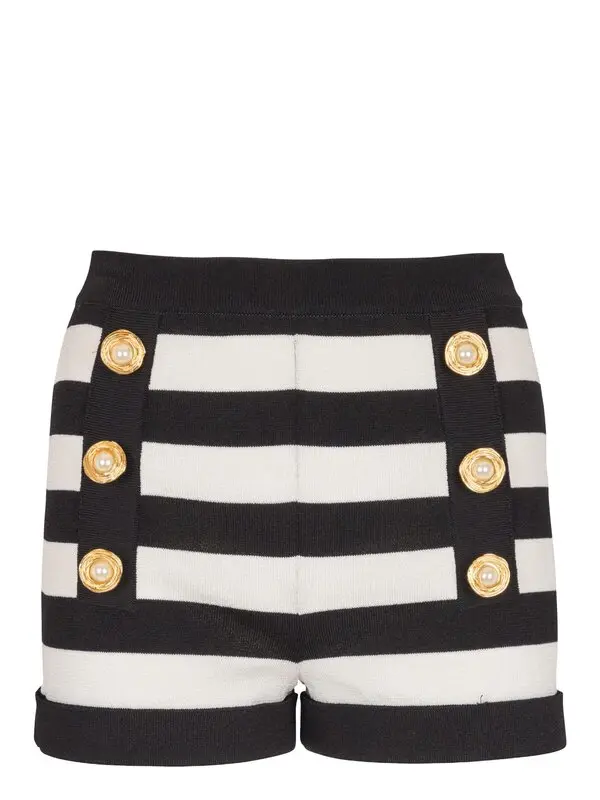 Balmain Marinière Knit Shorts - Black