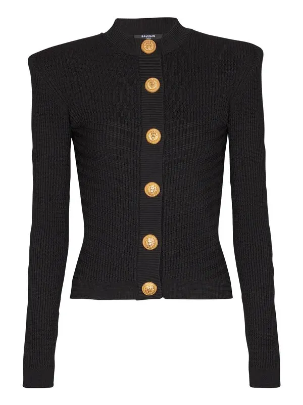 Balmain Buttoned Knit Cardigan - Black