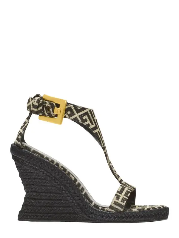 Balmain Anthem Monogram Jacquard Espadrilles - Black