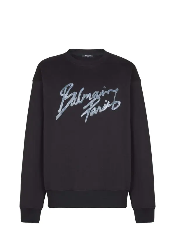 Balmain Printed Cotton Sweatshirt - Black