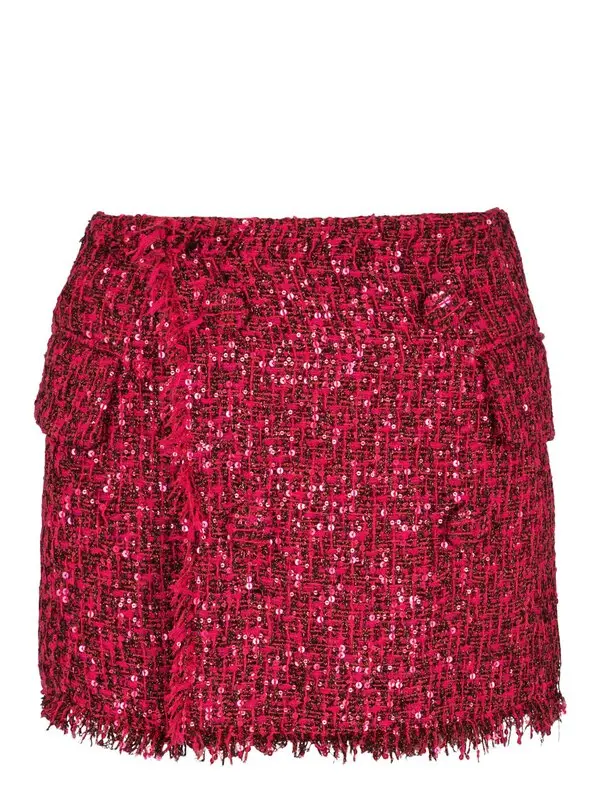 Balmain Sequin Tweed Skort - Pink