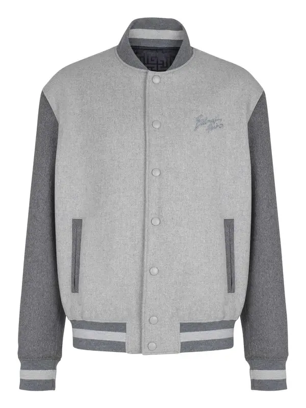 Balmain Wool And Cashmere Varsity Jacket - Grey