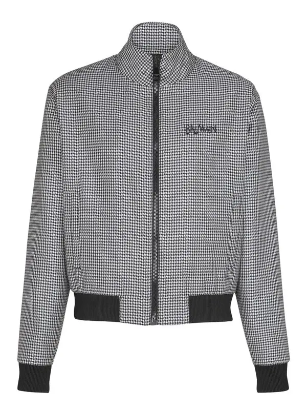 Balmain Houndstooth Wool Jacket - Black