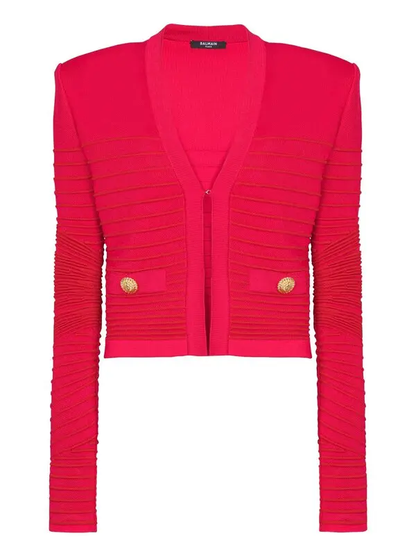 Balmain Edge To Edge Knit Cardigan - Pink