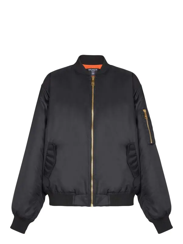 Balmain Printed Nylon Bomber Jacket - Black
