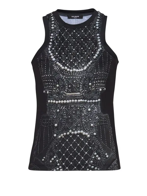 Balmain Satin Jersey Tank Top - Black