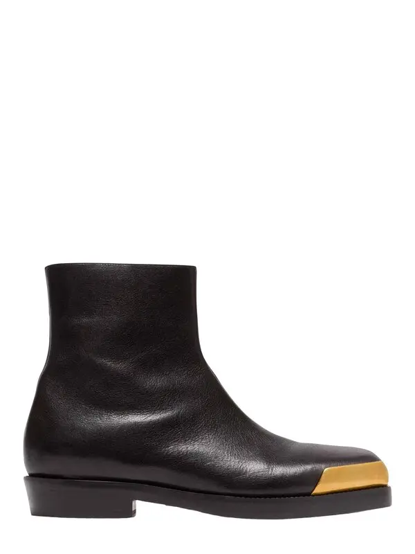 Balmain Square-toe Textured Leather Boots - Black