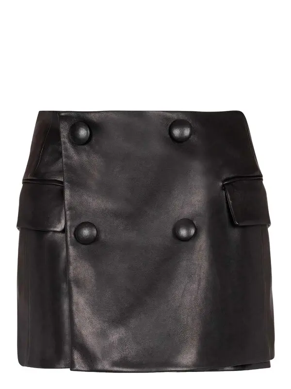 Balmain Lambskin Button Shorts - Black