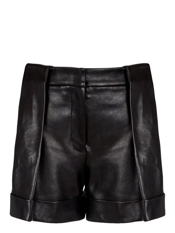 Balmain Lambskin Pleated Short - Black