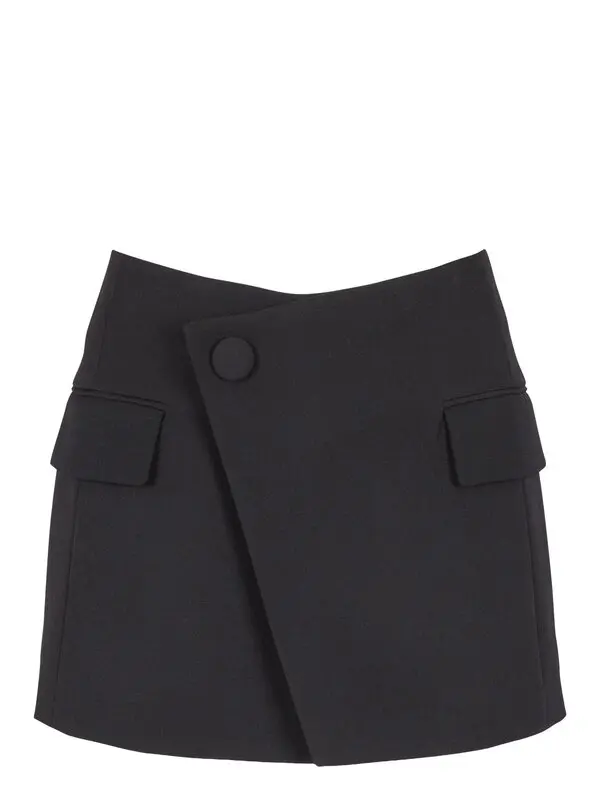 Balmain Asymmetric Gabardine Mini Skirt - Black