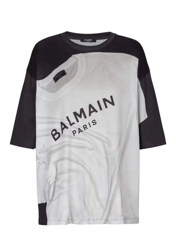 Balmain T-shirt With Optical Illusion Print - Black