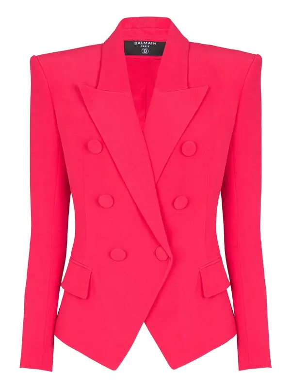 Balmain Fitted Crepe Jacket With Gold Buttons - Pink