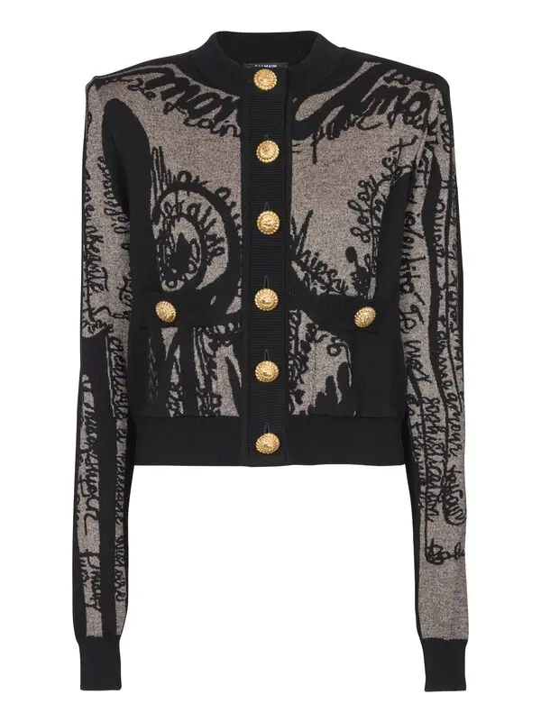 Balmain Jacquard Knit Cardigan - Black