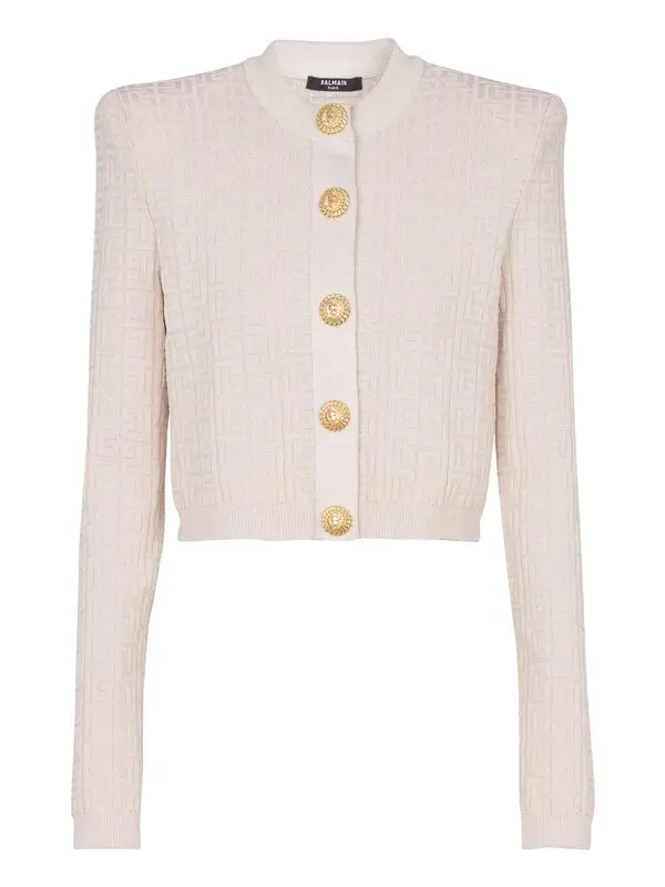 Balmain Pb Labyrinth Knit Cardigan - Beige