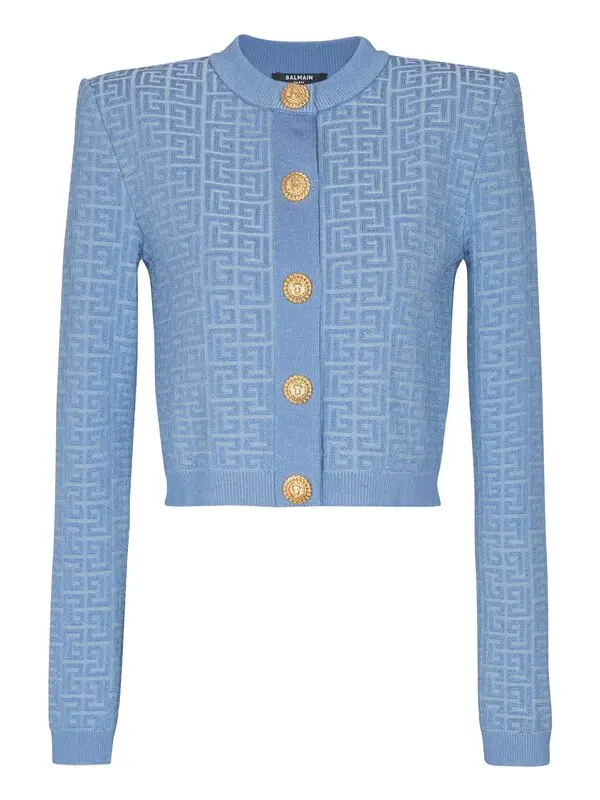 Balmain Pb Labyrinth Knit Cardigan - Blue