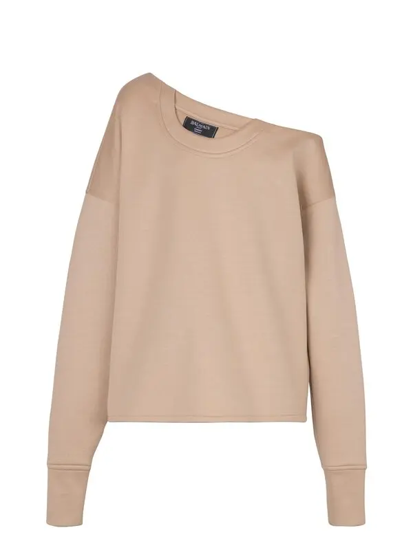 Balmain Asymmetrical Jersey Sweatshirt - Beige