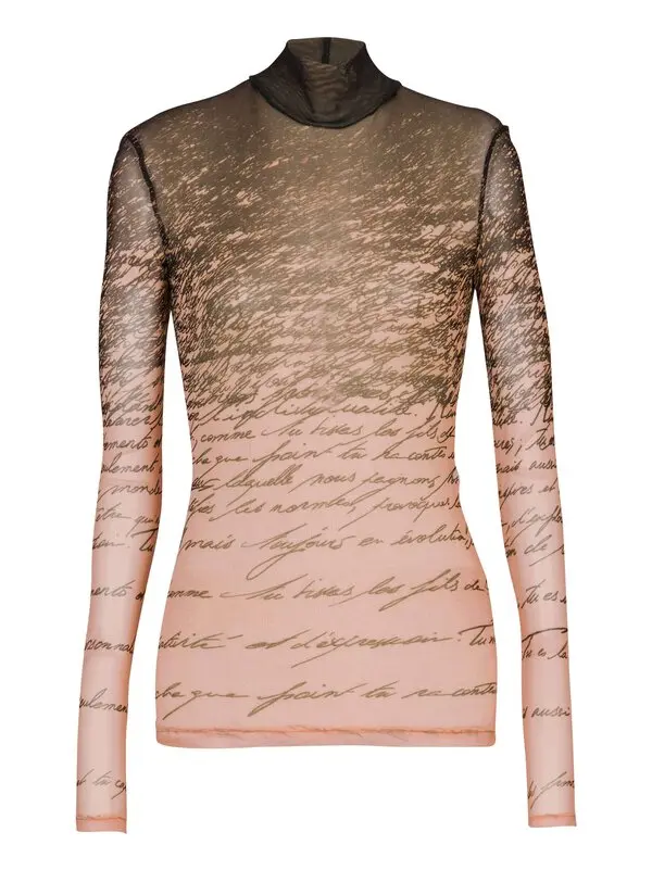 Balmain Long-sleeved "love Letter" Printed Top - Brown