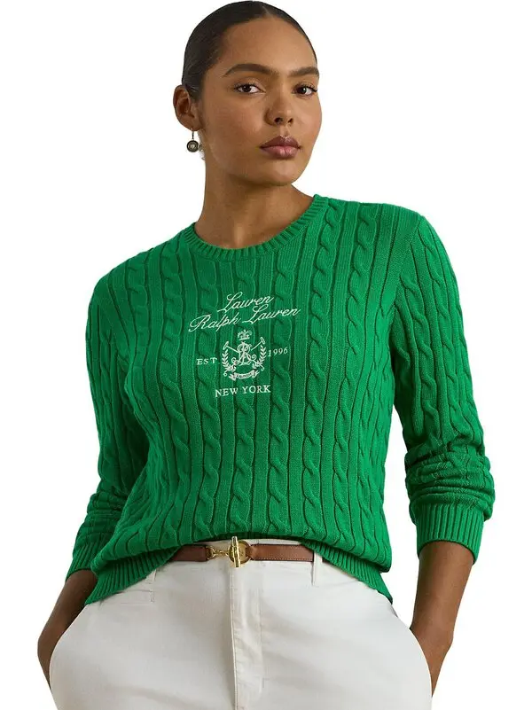 Ralph Lauren Cable-knit Sweater With Embroidered Crest - Stem