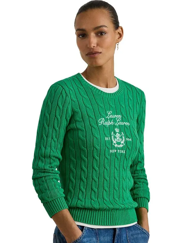 Ralph Lauren Cable-knit Sweater With Embroidered Crest - Stem