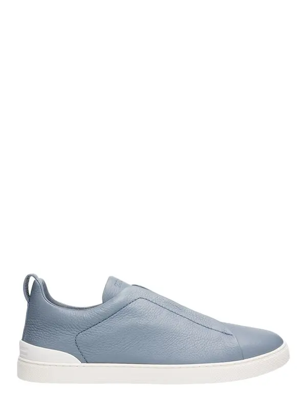 Zegna Triple Stitch™ Secondskin Leather Low-top Sneakers - Br Blu Sld