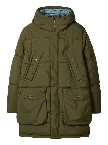 Paul Smith Recycled Polyester Hooded Puffer Parka Coat - Green