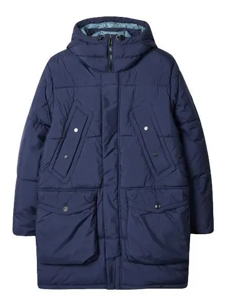 Paul Smith Recycled Polyester Hooded Puffer Parka - Blue